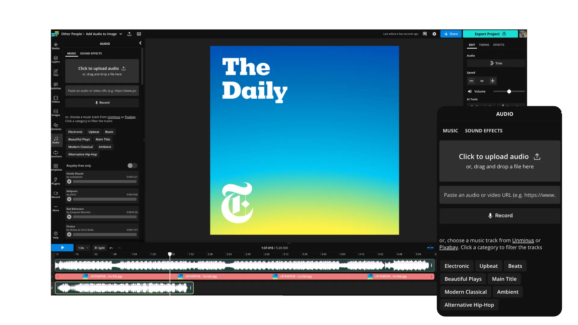 Add Audio To Image Add Music To Picture Kapwing