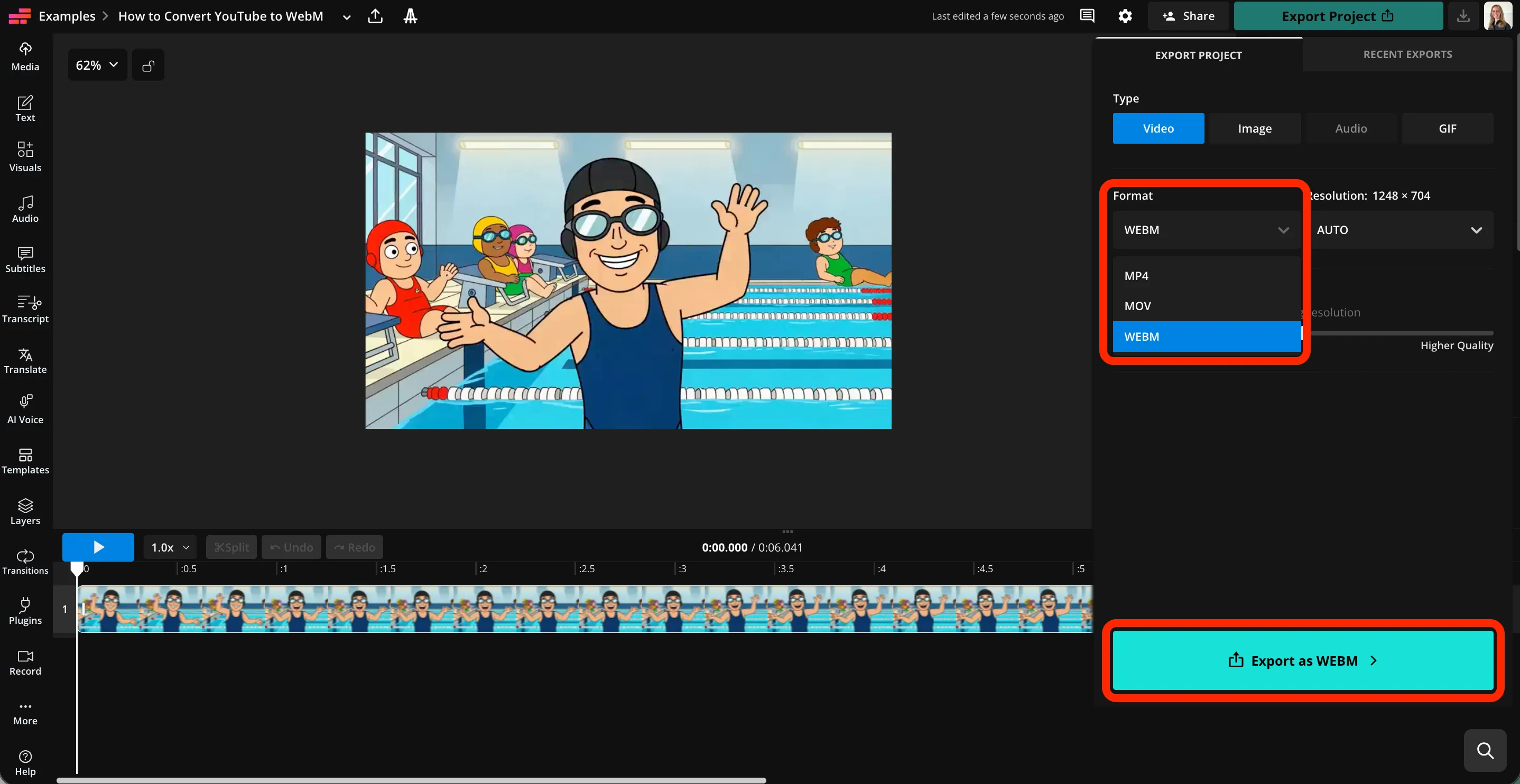 Convert YouTube to WebM — Online File Changer