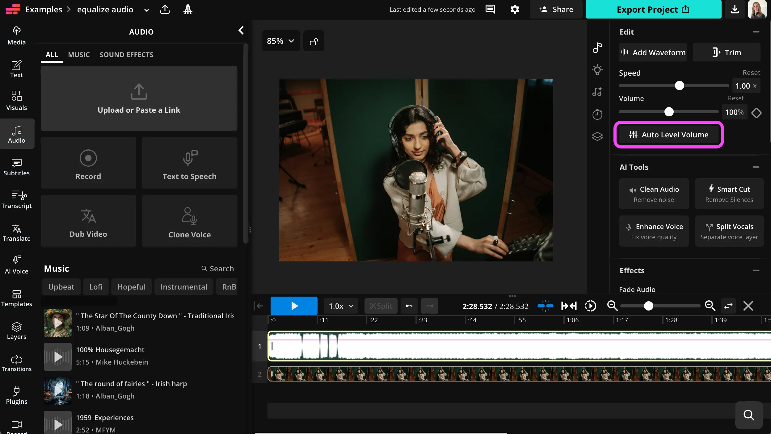 Audio ausgleichen — Kostenloser automatischer Audio-Equalizer