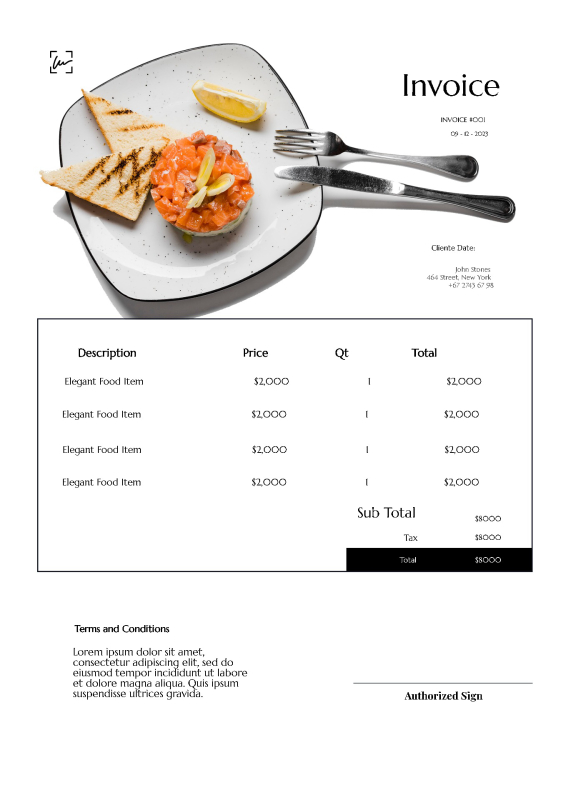 Restaurant Invoices Food Invoice Template For Restaurant