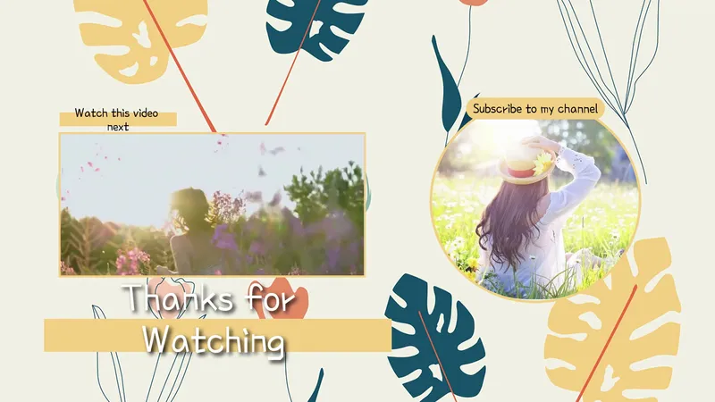 Blue and Yellow Leaves Outro Template — Kapwing