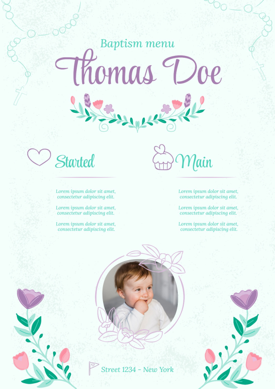 Baptism Menu Template 5x7 Editable Instant Download Try Wedding