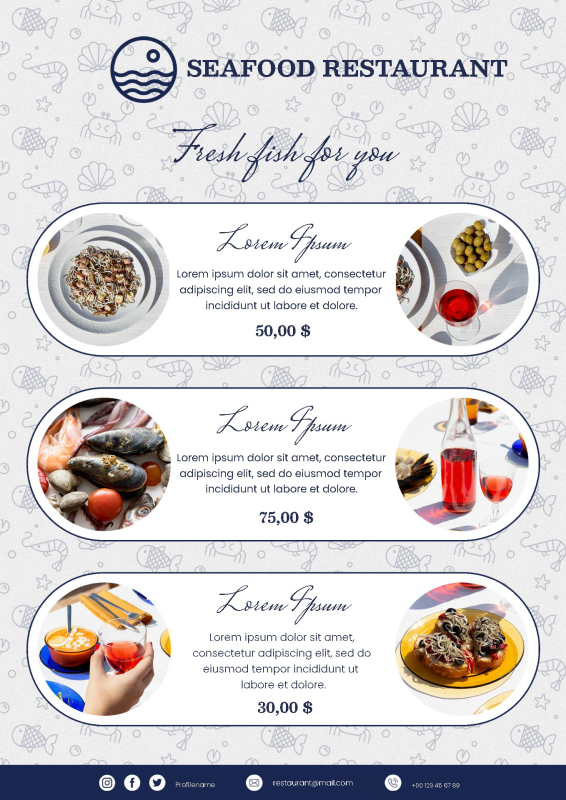 Seafood Restaurant Menu Templates