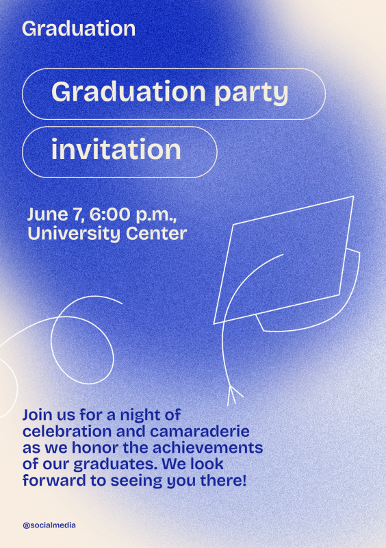 Graduation Ceremony Invitation Template Blue DIY Graduation Invitation