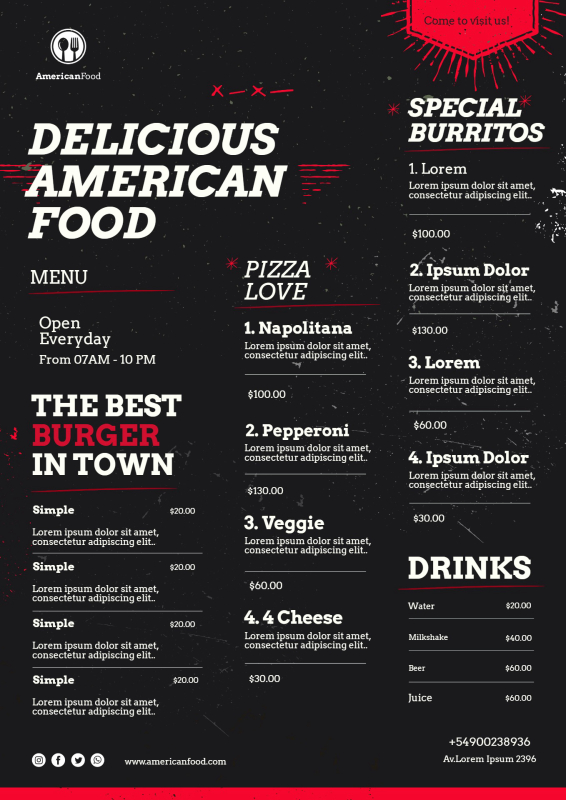 American Cuisine Menu