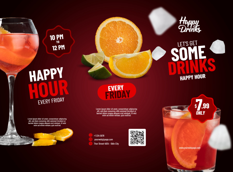 Plantilla De Menú De Happy Hour Menú De Promoción De Bebidas De