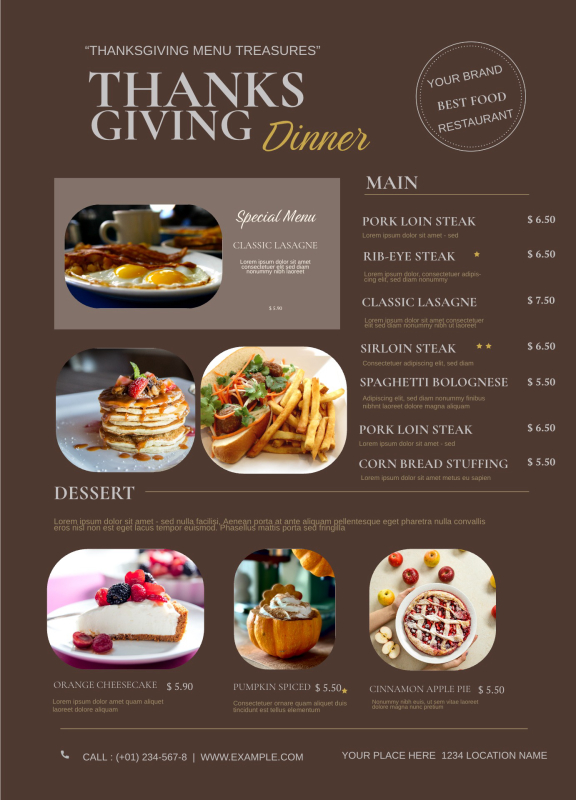 Sample Thanksgiving Menu Templates