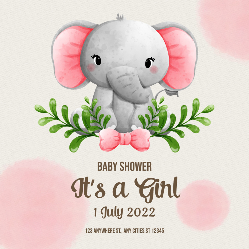 Baby Elephant Invitation Template