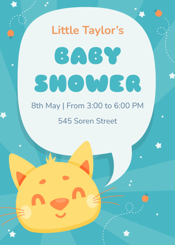 Cat Baby Shower Kitten Baby Shower Invitation Elva M Design Studio