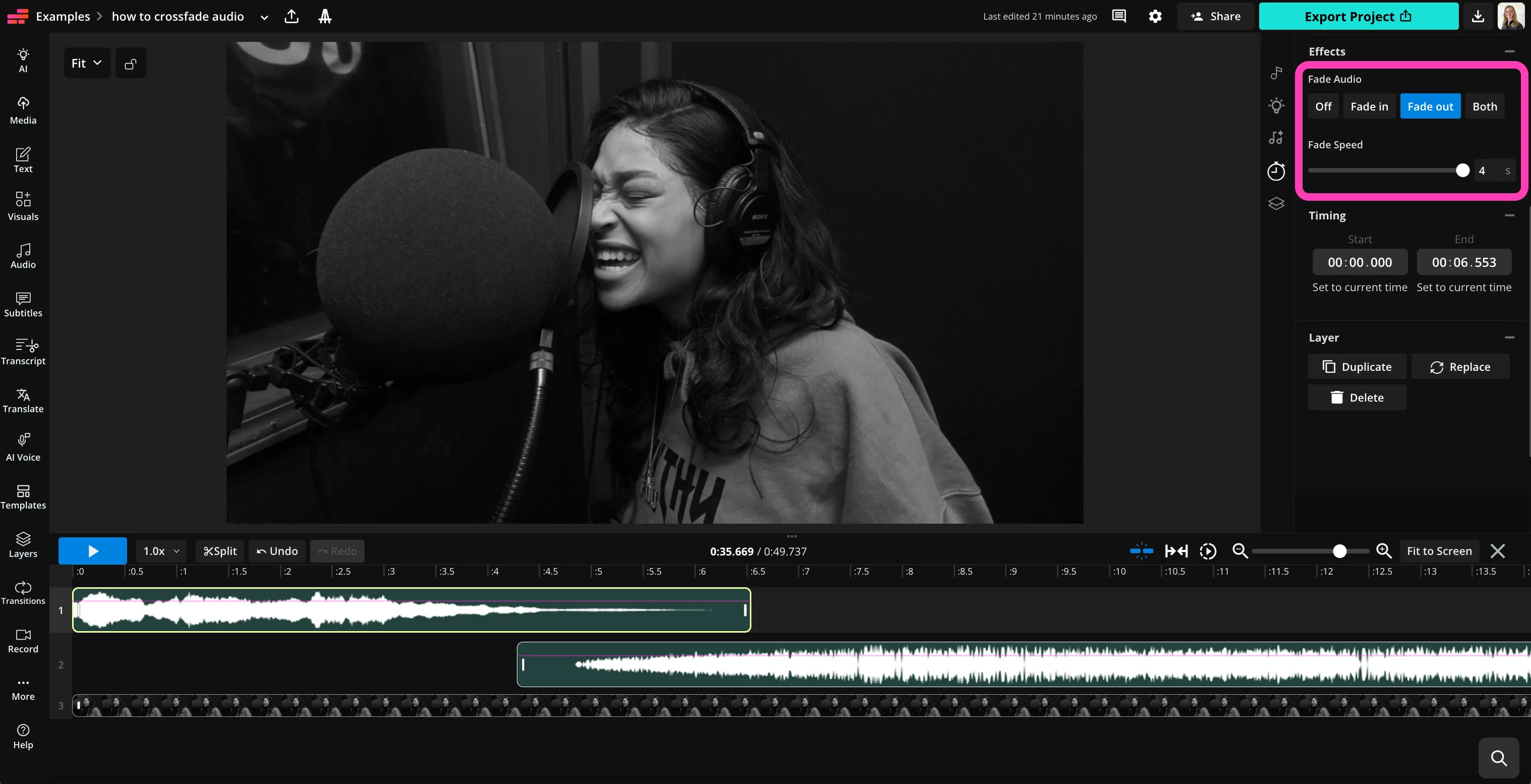 Crossfade Audio Online — Fade Audio Tracks for Free